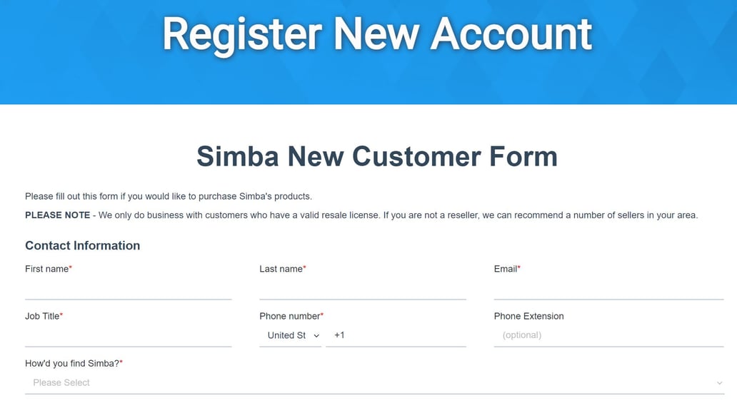 How do I setup / create an account with Simba?
